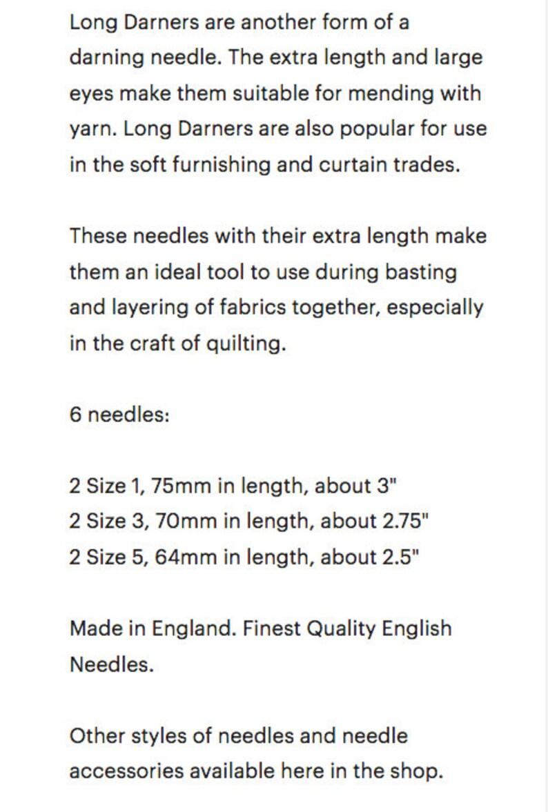 Needles, Long Darners Assortment - Etsy
