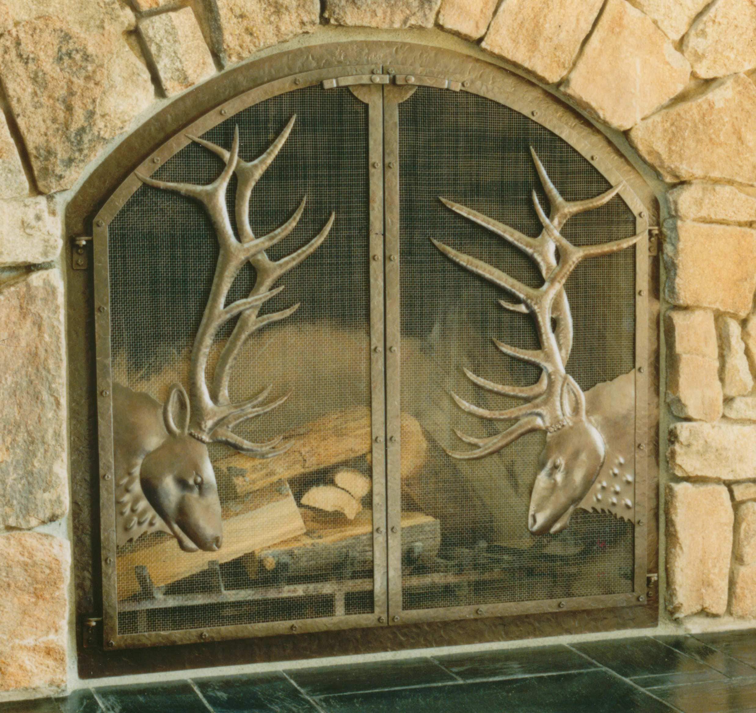 Elk Fireplace Screen Bull Elk Fire Screen Metal Art Arched | Etsy