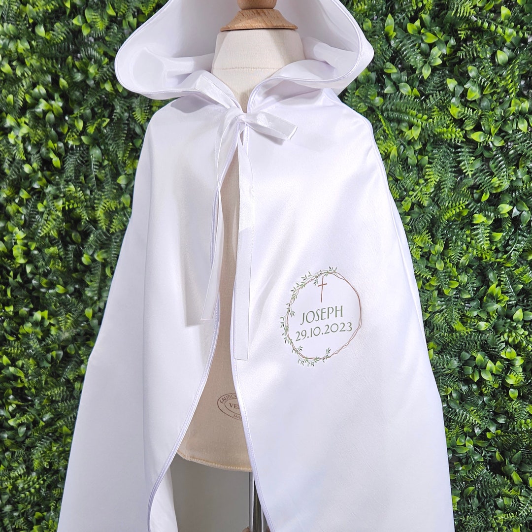 Long Baby Baptism Cape With OLIVIER AND CROSS Motif With ...