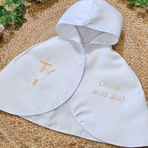 Satin White Baptism Cape - Embroidered and Custom - Cross and Dove - Etsy