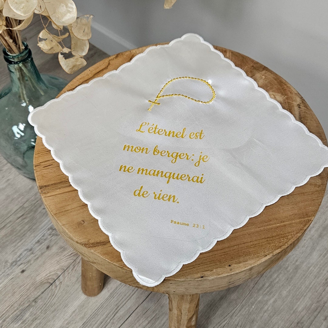 Christian Religious Ceremony Satin Handkerchief With Bible Phrases ...