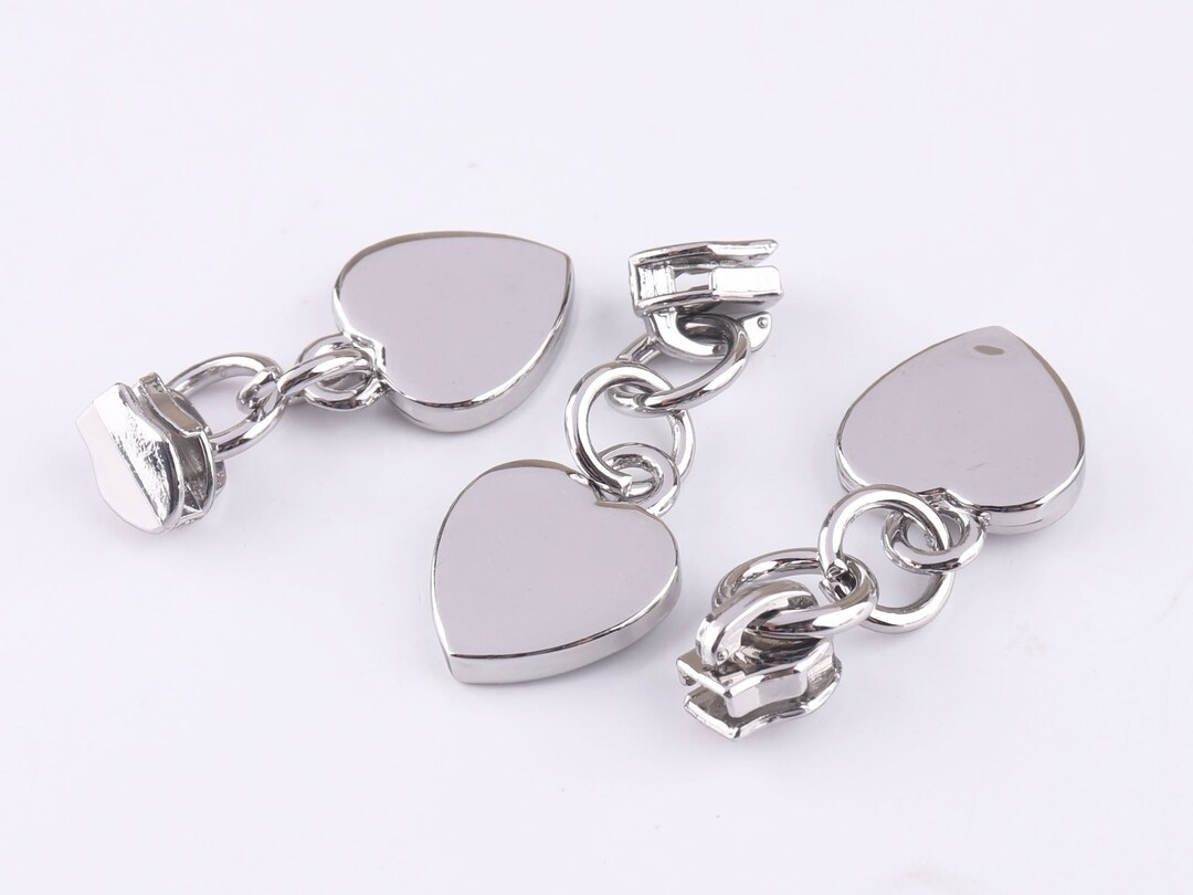 Charm Zippers ,zipper Pull With Heart-shaped Pendants Metal Zipper Bag ...