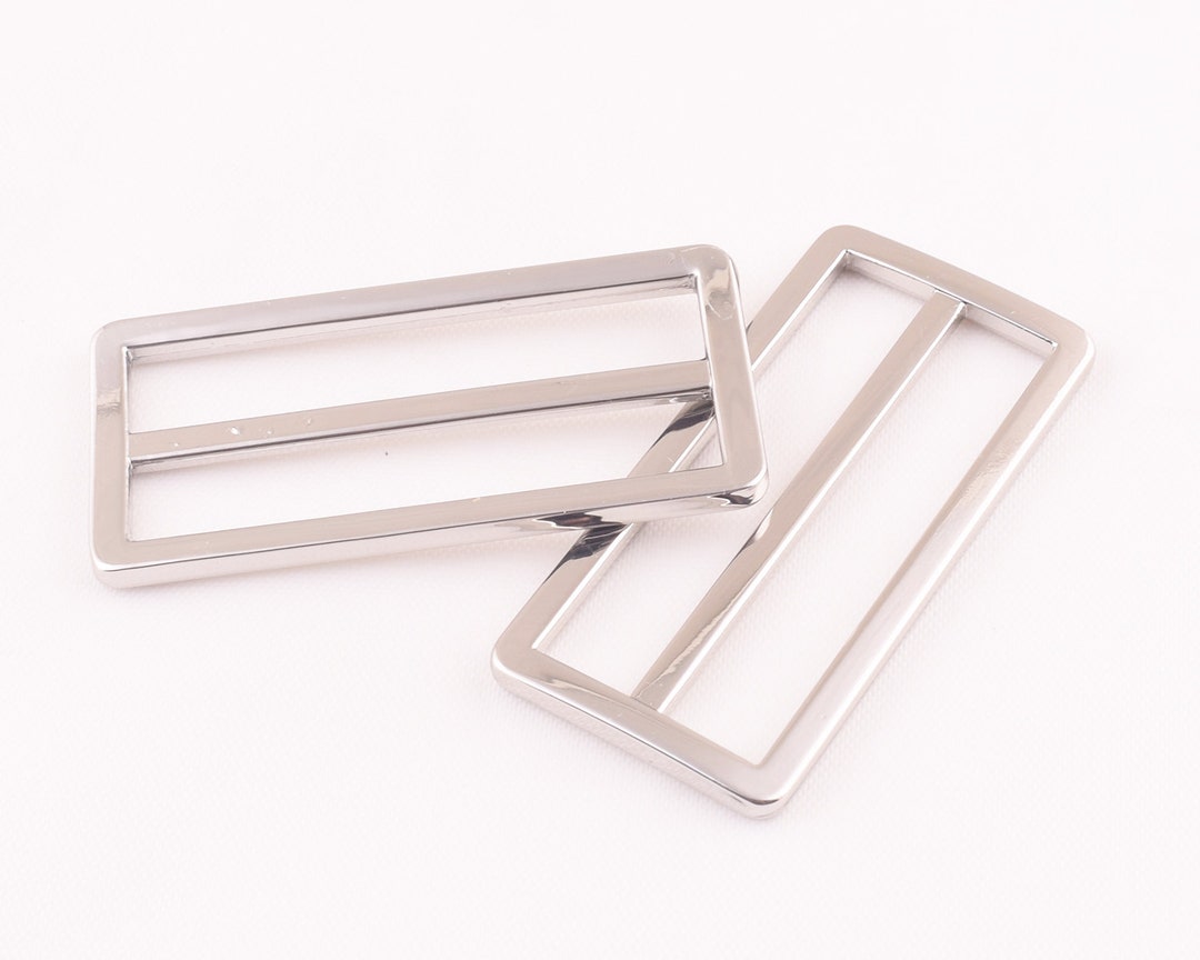 6 Pcs 51mm Sliver Slide Buckle Alloying Rectangle Sliders Strap ...
