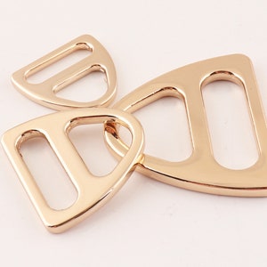 Gold Strap Slider Buckle Webbing Triangle Double Rings Slot and Hole ...