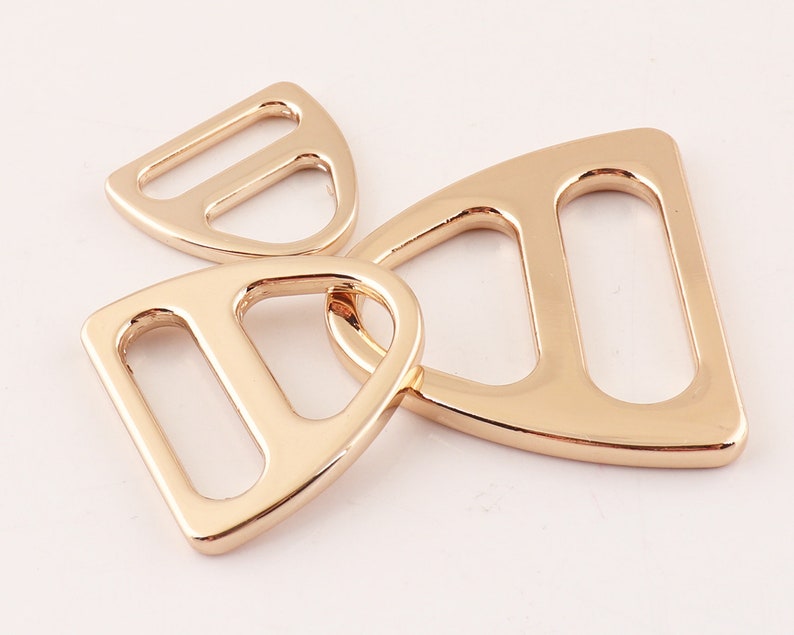 Gold Strap Slider Buckle Webbing Triangle Double Rings Slot | Etsy