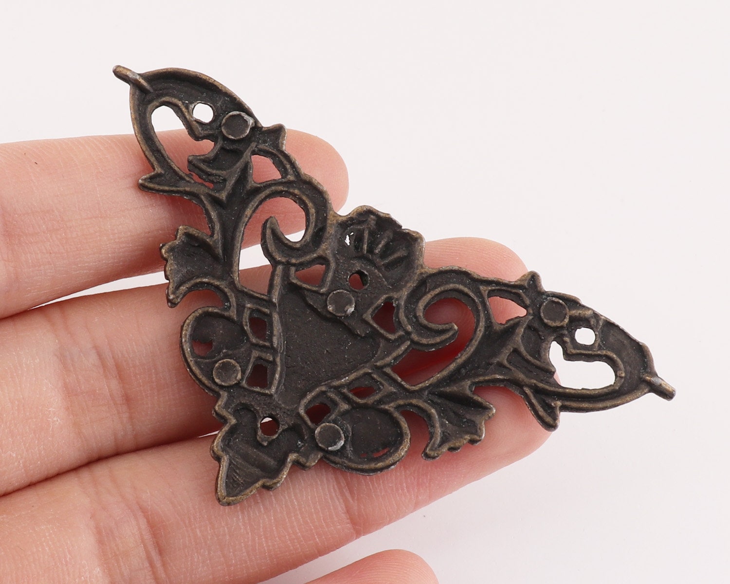 10pcs Flat Corner Protector Decorative Carved Antique Bronze Decorative ...