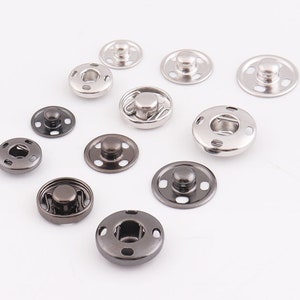 10mm 12mm 14mm Snap Fastener Gunmetal Silver Snap Buttons Press Stud ...