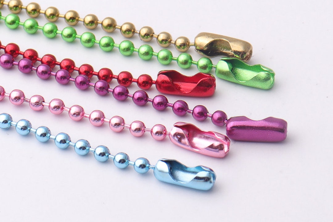 Ball Chain With Connector Clasp 2mm Ball Chains Bracelet Chain 6 Color ...