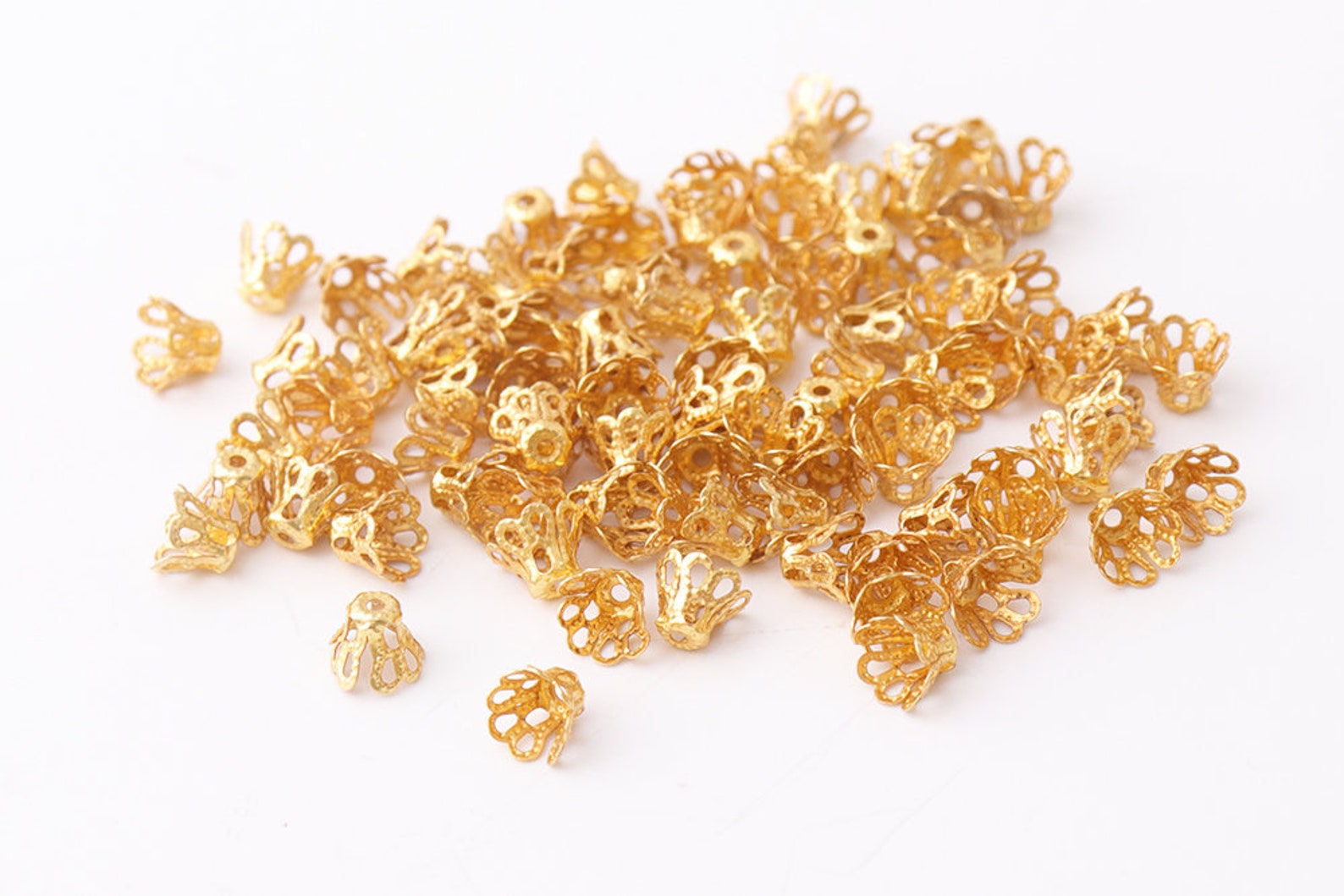 100pcs Bead Caps Gold Filigree Bead Caps Flower Bead Caps End | Etsy