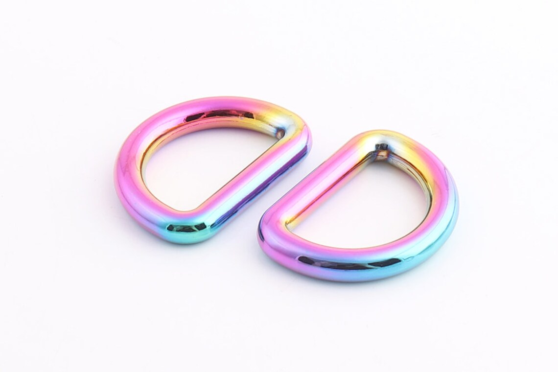 4pcs Rainbow D Rings 3/4"inch(20mm) 1"1/2"inch(39mm) D Ring Buckles Dee ...