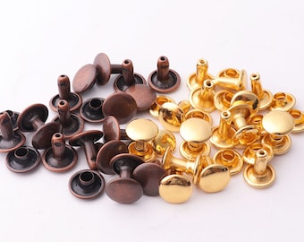 100 Sets 10mm Head X 8mm Post Rivet Round Cap Double Headed Nickel ...