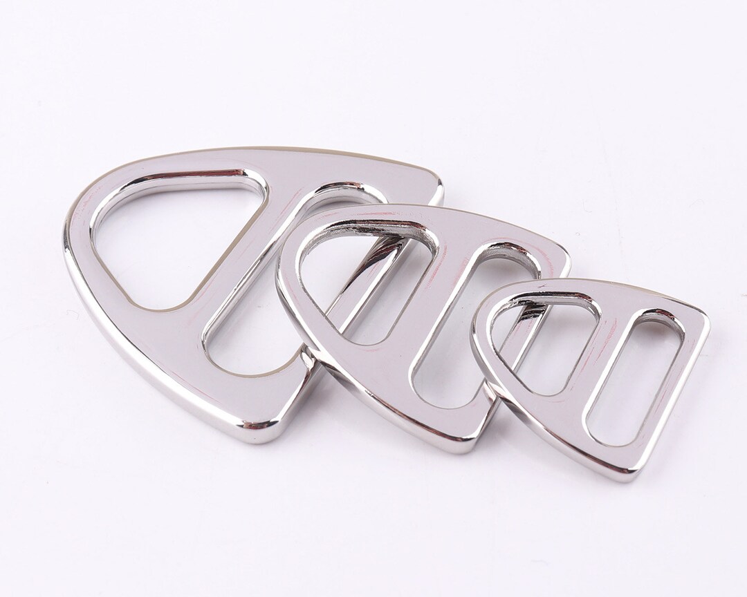 Silver Strap Slider Buckle Webbing Triangle Double Rings Slot and Hole ...