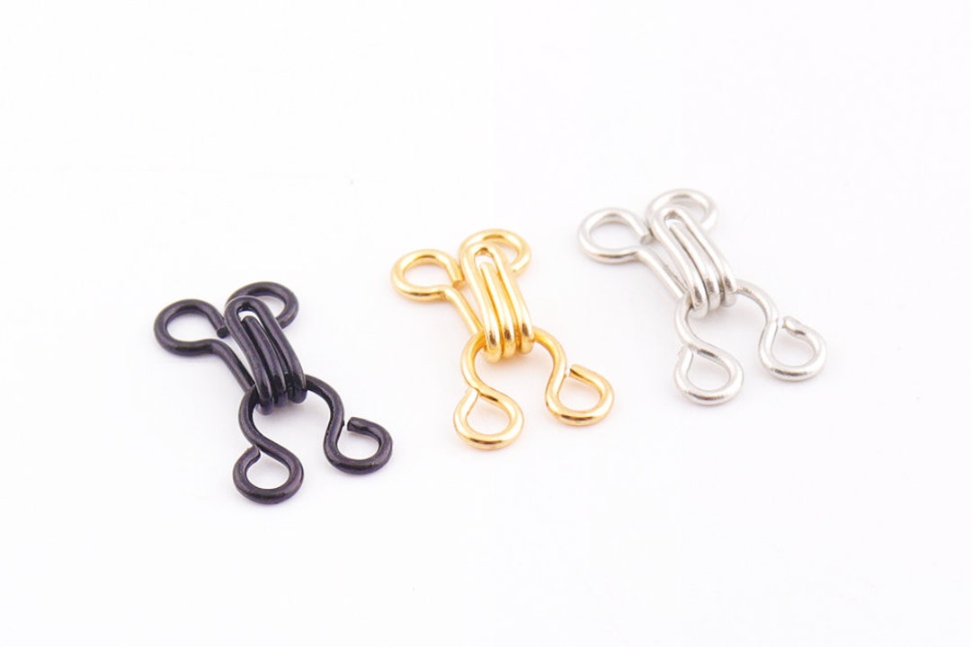 50set 7mm Wide Hook and Eye Clasp Gold Silver Black Hook and Eyes ...