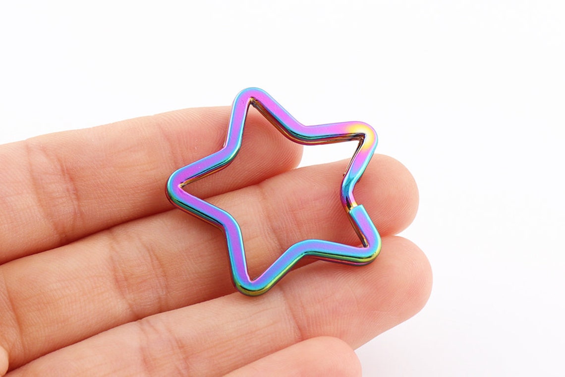 Rainbow Keyring Split Key Ring Star Keyrings Split Rings Flat | Etsy