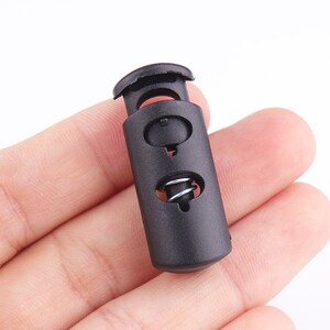 Black Cord Locks for Paracord 2 Hole Barrel Cord Locks Plastic Cord ...