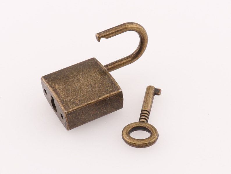 Lock With Key Rectangular Padlock With Key Bag Lock Hanger | Etsy