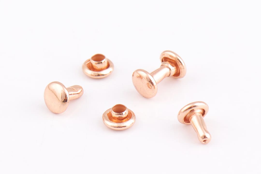 100set 5mm*6mm Double Cap Rivets Rose Gold Rivets Rapid Rivet Studs ...