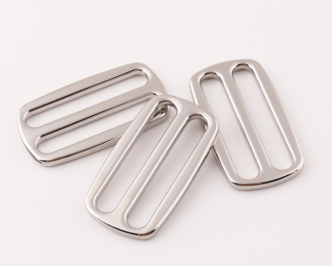4pcs Sliver Belt Buckle Rounded Corners Slide Buckle Adjuster Slide ...