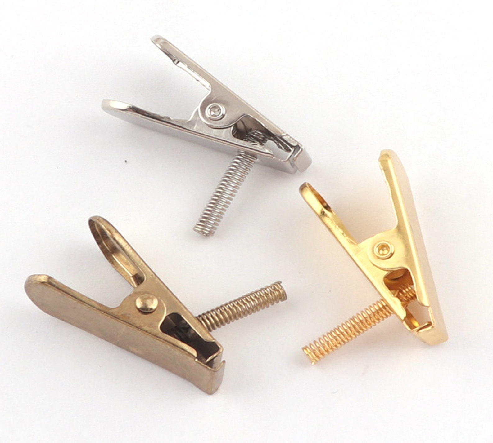10-50pcs Silver/gold/antique Bronze Spring Clips Metal Spring Clips ...