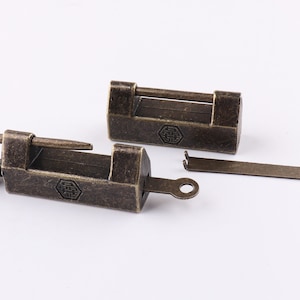 Vintage Chinese Lock With Key,bronze Latch Lock Boxes Lock Jewelry ...