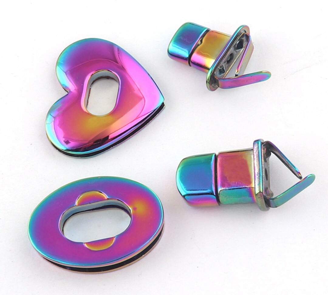 Rainbow Heart Shaped/oval Purse Lock Twists Purse Turn Lock Clutch Lock ...