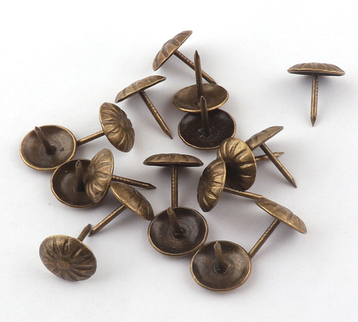 100 Antique Bronze Sofa Nail Push Pins,upholstery Tacks/nails,leather ...