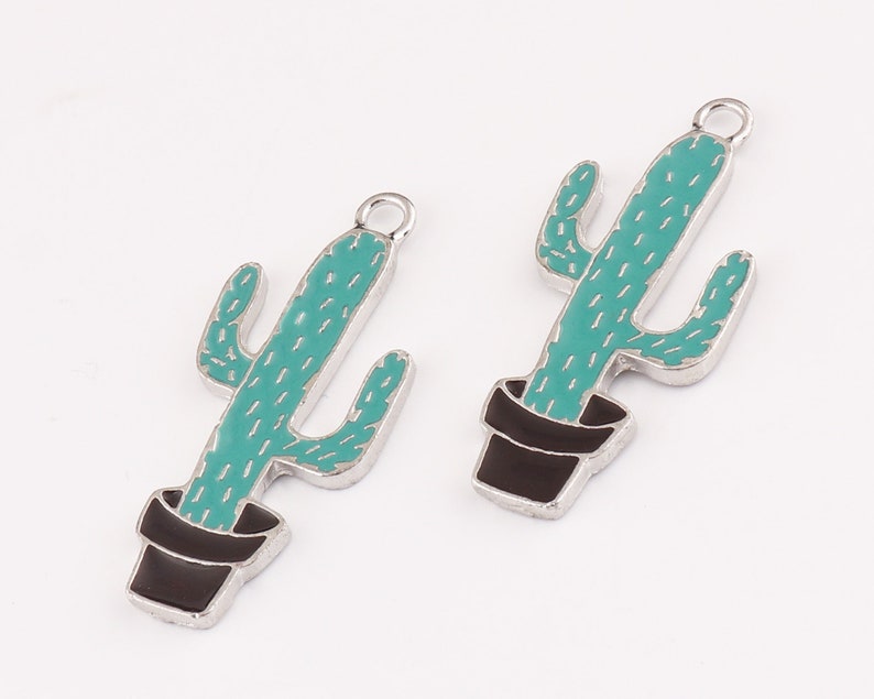 Cactus Pendant Green Cactus Charms Plants Potted Cactus Charms DIY ...