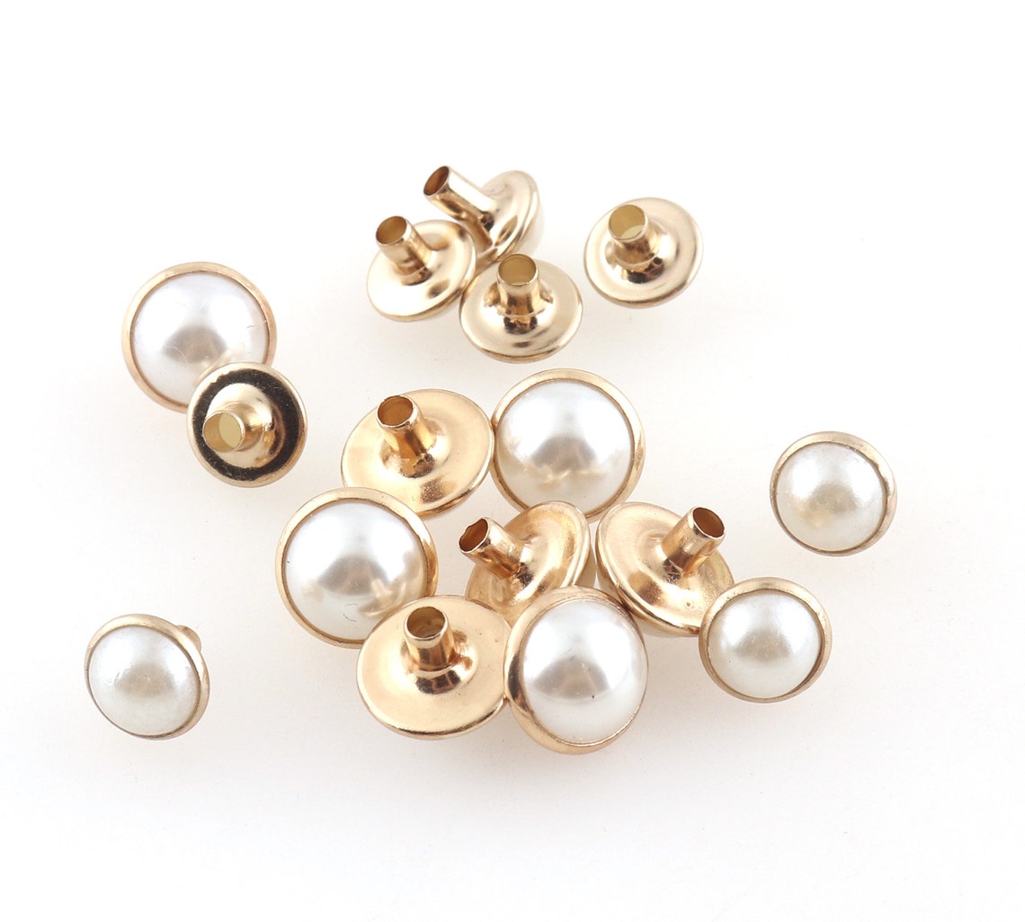 9mm/11mm Light Gold Rivet Studs Pearl Rivets Single Decorate - Etsy UK