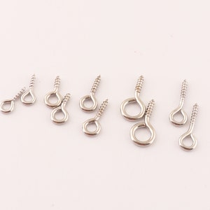 Screw Eye Bails Silver Eyelet Screws Eye Pin Hooks Bails Findings Metal ...