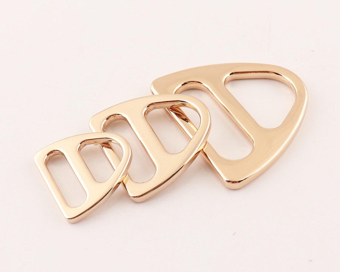 Gold Strap Slider Buckle Webbing Triangle Double Rings Slot | Etsy