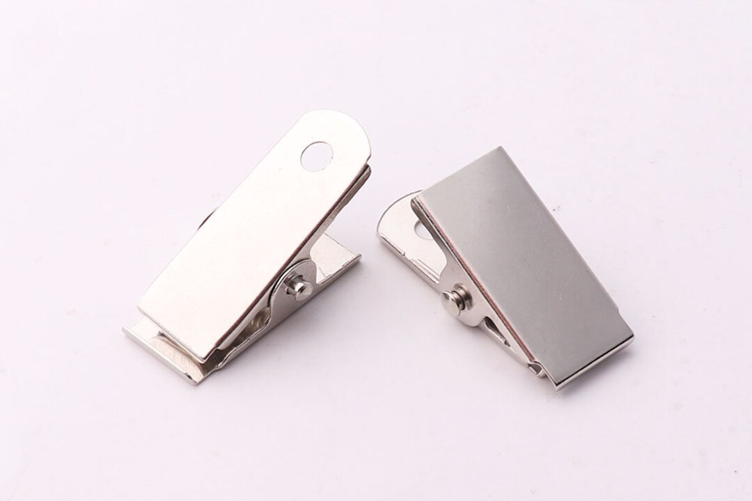 10pcs 30mm*11mm Badge Clips Spring Clips Single Prong Clips Silver ...