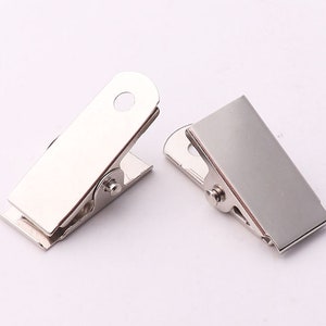 10pcs 30mm*11mm Badge Clips Spring Clips Single Prong Clips Silver ...