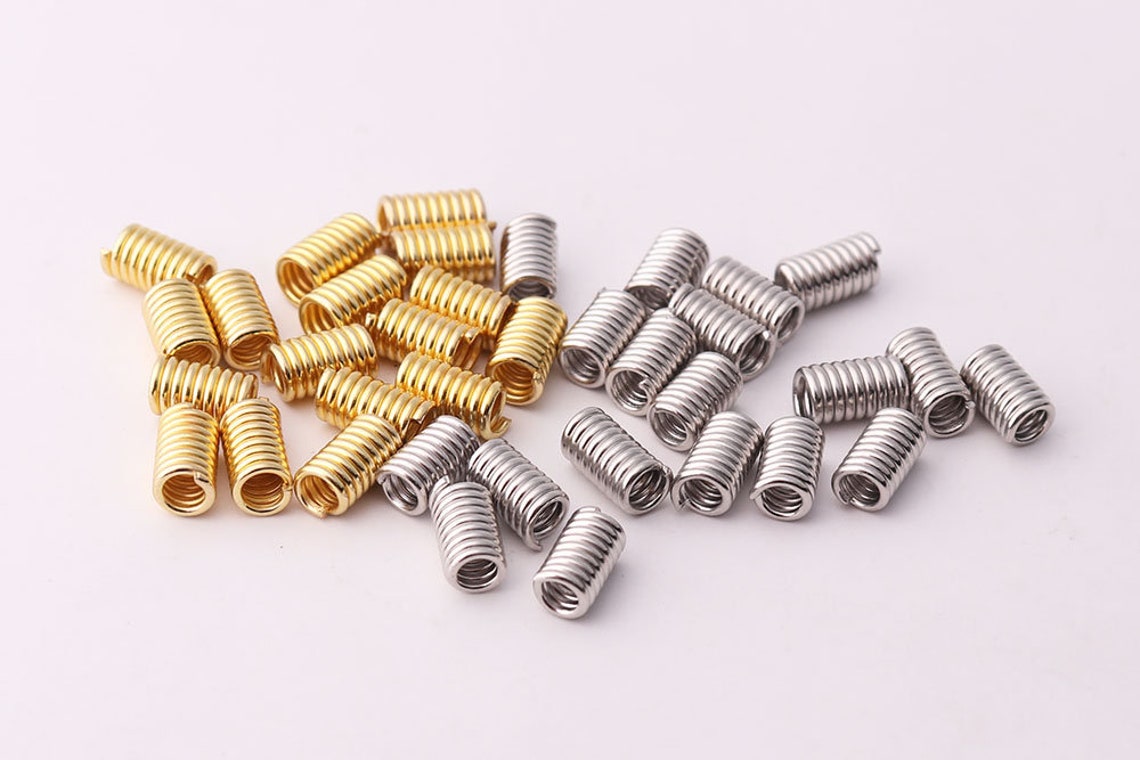 50pcs Silver Gold Coil Crimp Ends Coil End Crimp Fasteners | Etsy