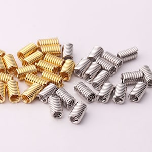 50pcs Silver Gold Coil Crimp Ends Coil End Crimp Fasteners Spring Coil ...