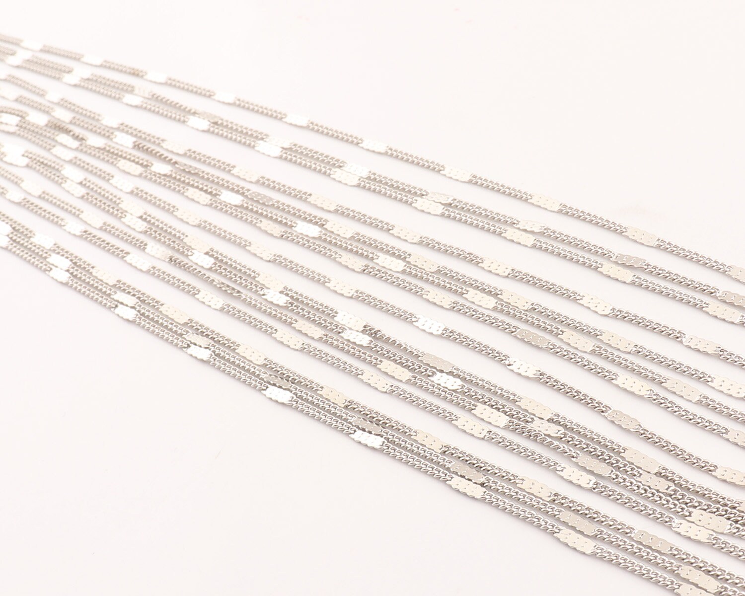 Silver Satellite Chain Bracelet Chain Beading Chain Small Flat Cable ...
