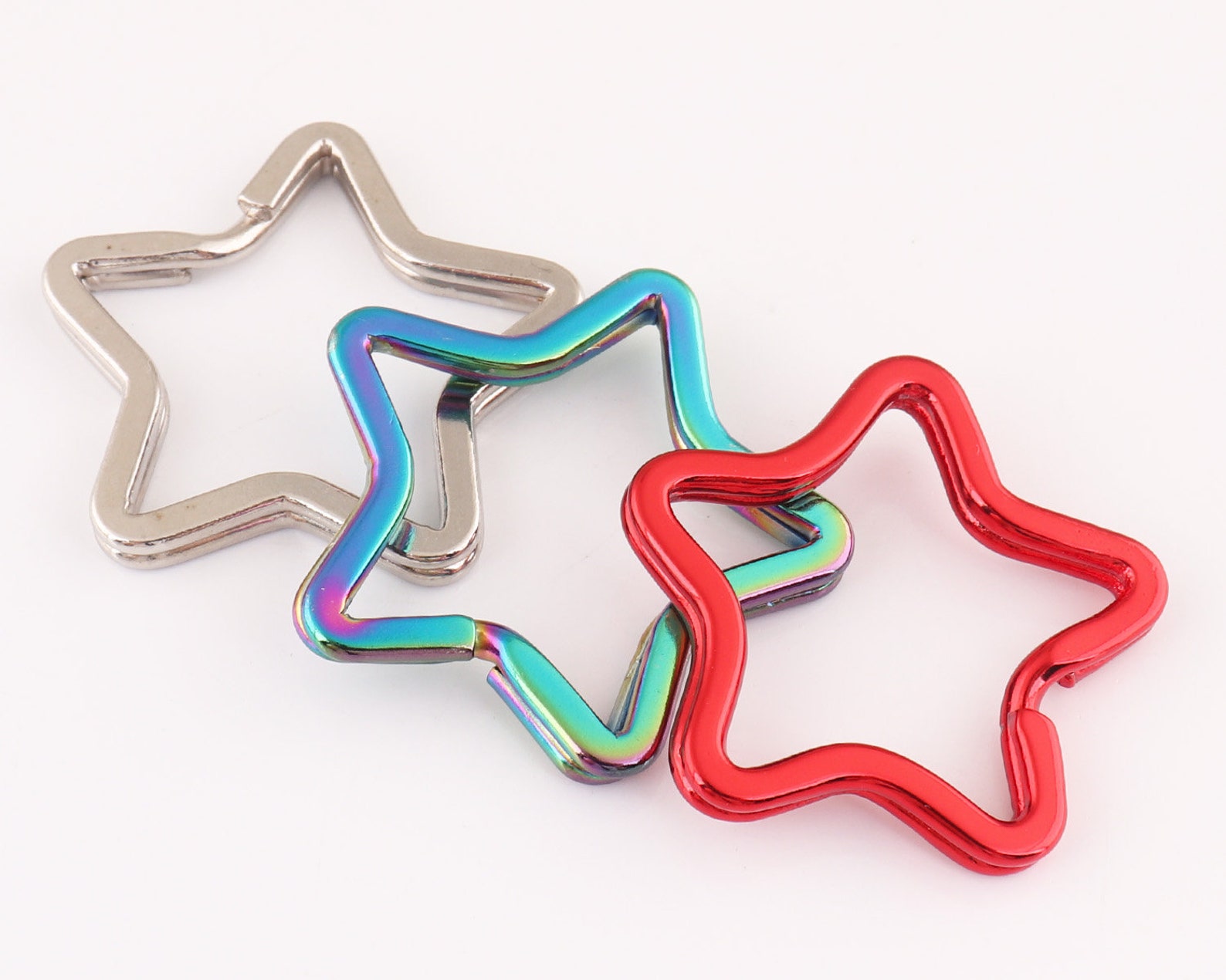 Star Shaped Split Ring Keyring Keychain Split Rings Double | Etsy