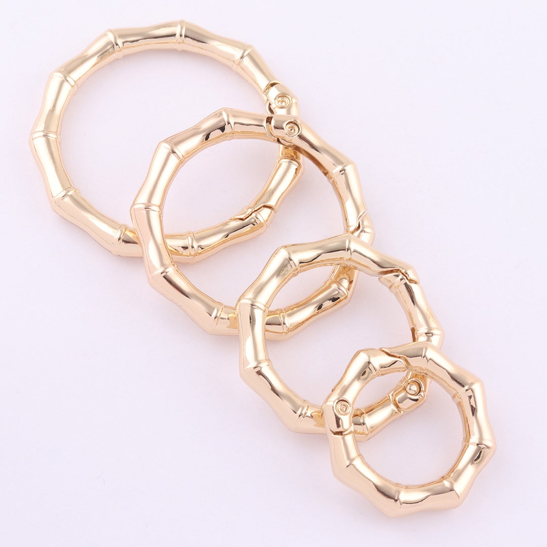 Round Push Gate Ring Gold Spring Gate Ring Bamboo Spring Ring - Etsy