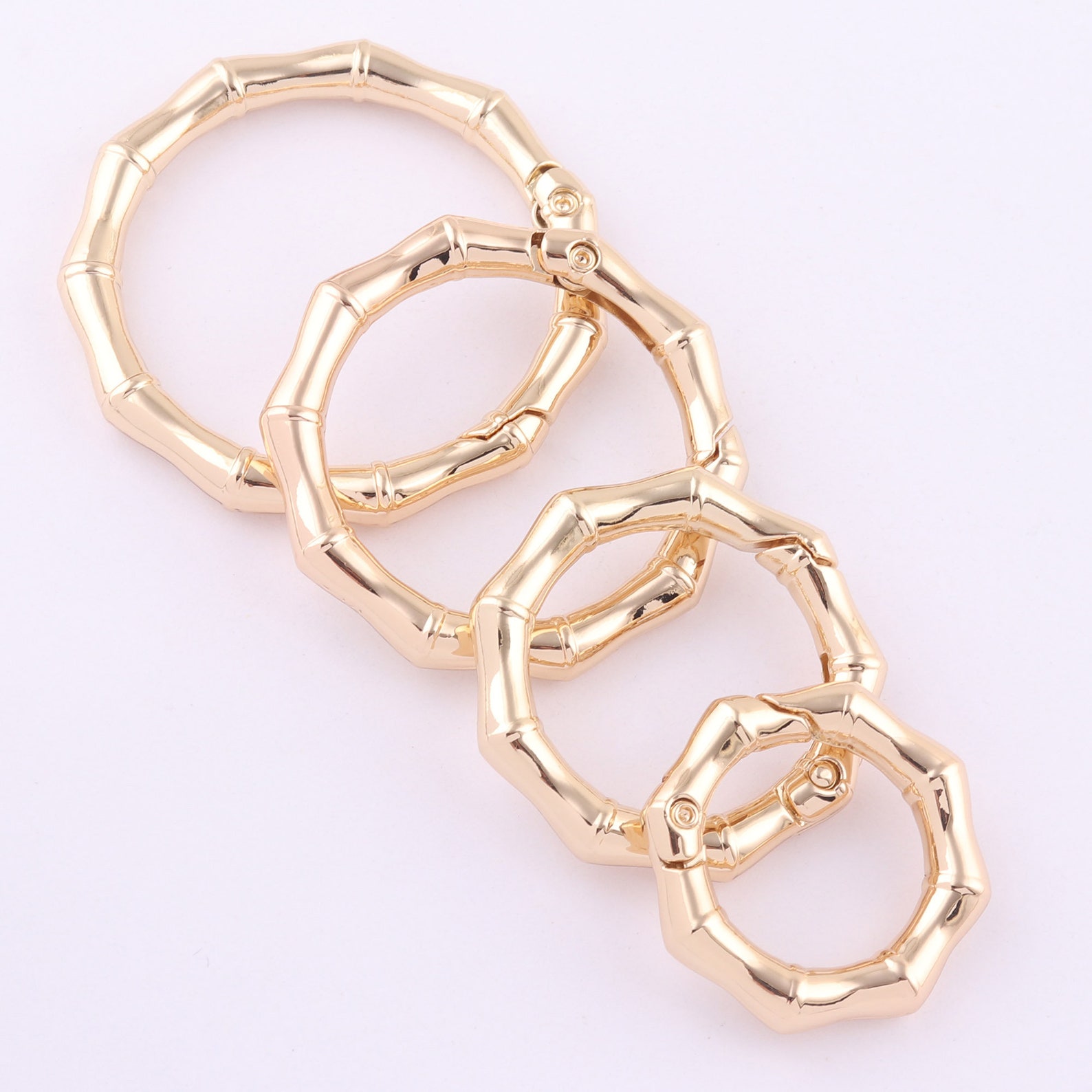 Round Push Gate Ring Gold Spring Gate Ring Bamboo Spring Ring | Etsy