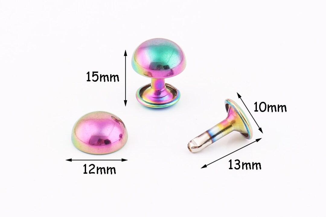 30set Rainbow Double Caps Rivets 12mm Dome Rivets Rapid Rivets Studs ...