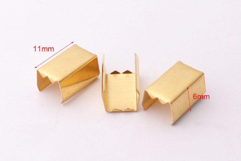 30pcs Gold Ribbon End Clamps 11mm6mm Ribbon Crimp Cord End | Etsy