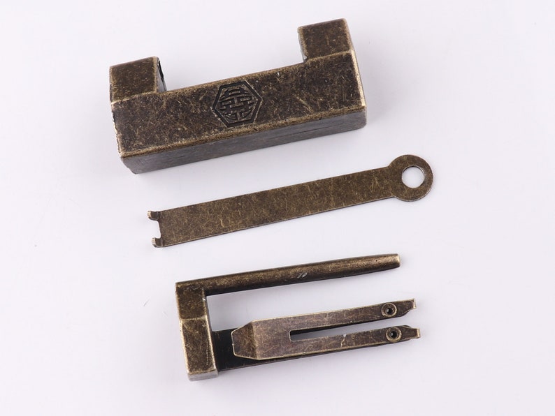 Vintage Chinese Lock With Key,bronze Latch Lock Boxes Lock Jewelry ...