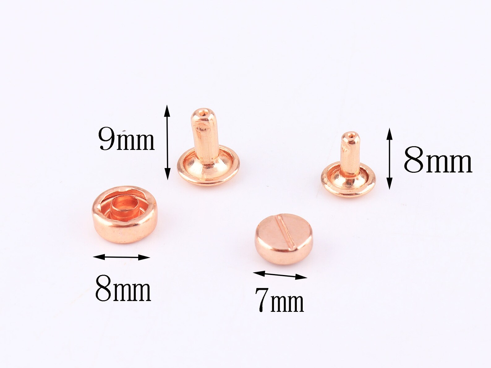 Rose Gold Rapid Rivet Double Cap Rivets Small Rivets Round | Etsy