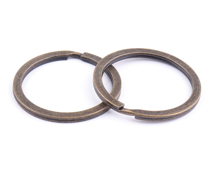 10 PCS Flat Split Key Ringsolid Brassbrass Connectors Copper Split Ring ...