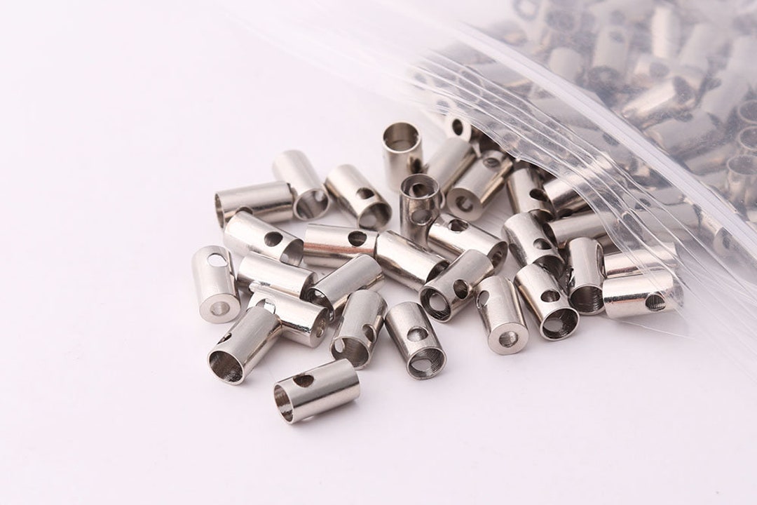 50pcs 7mm(h)*4mm(w) Cord End Caps Silver Cord Ends Bead Caps Crimp Ends ...