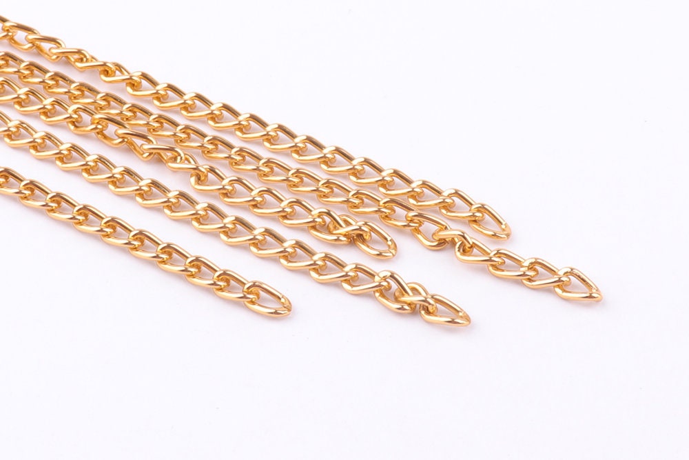 Gold Chain 4mm(w)*7mm(l) Links Chain Twist Chain Cable Chain Bulk Chain ...