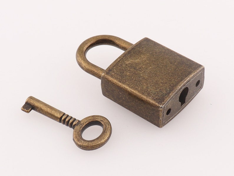 Lock With Key Rectangular Padlock With Key Bag Lock Hanger | Etsy