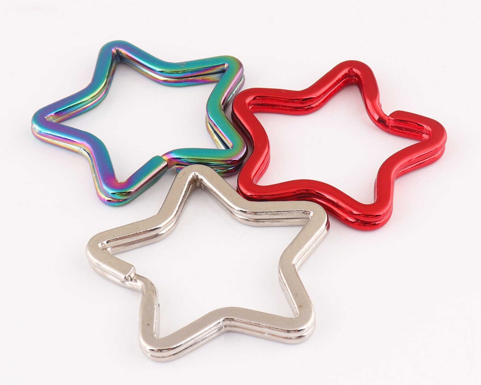 Star Shaped Split Ring Keyring Keychain Split Rings Double | Etsy