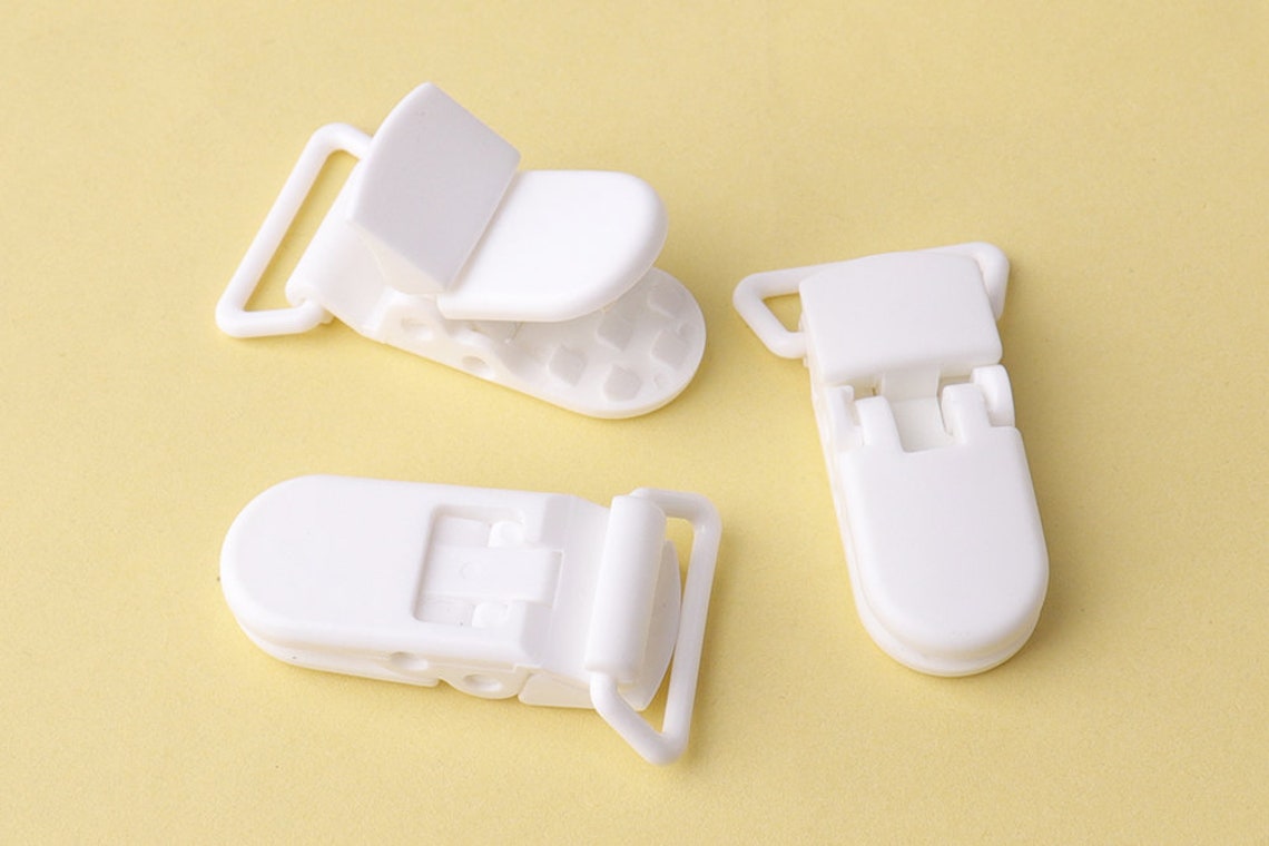 12pcs Plastic Pacifier Clips White Suspender Clips Plastic - Etsy