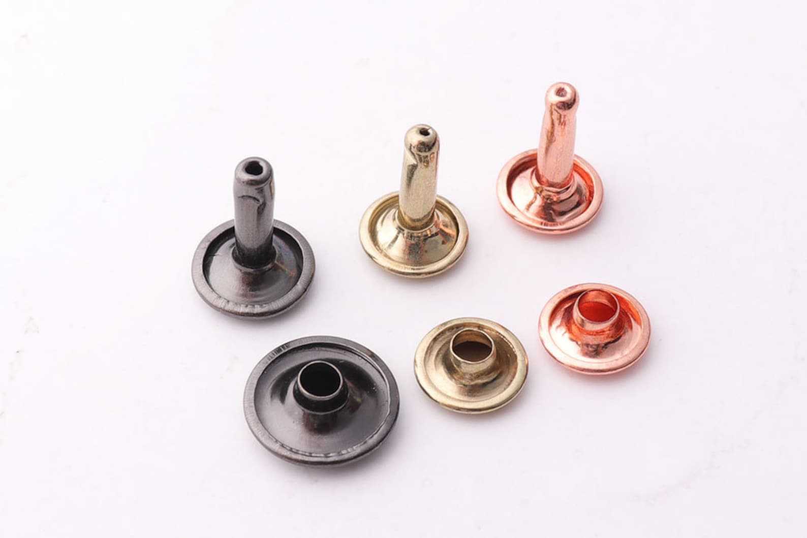 30pcs Double Cap Rivets 9mm 12mm Rivets Rose Gold Rivet Gold Rivet ...