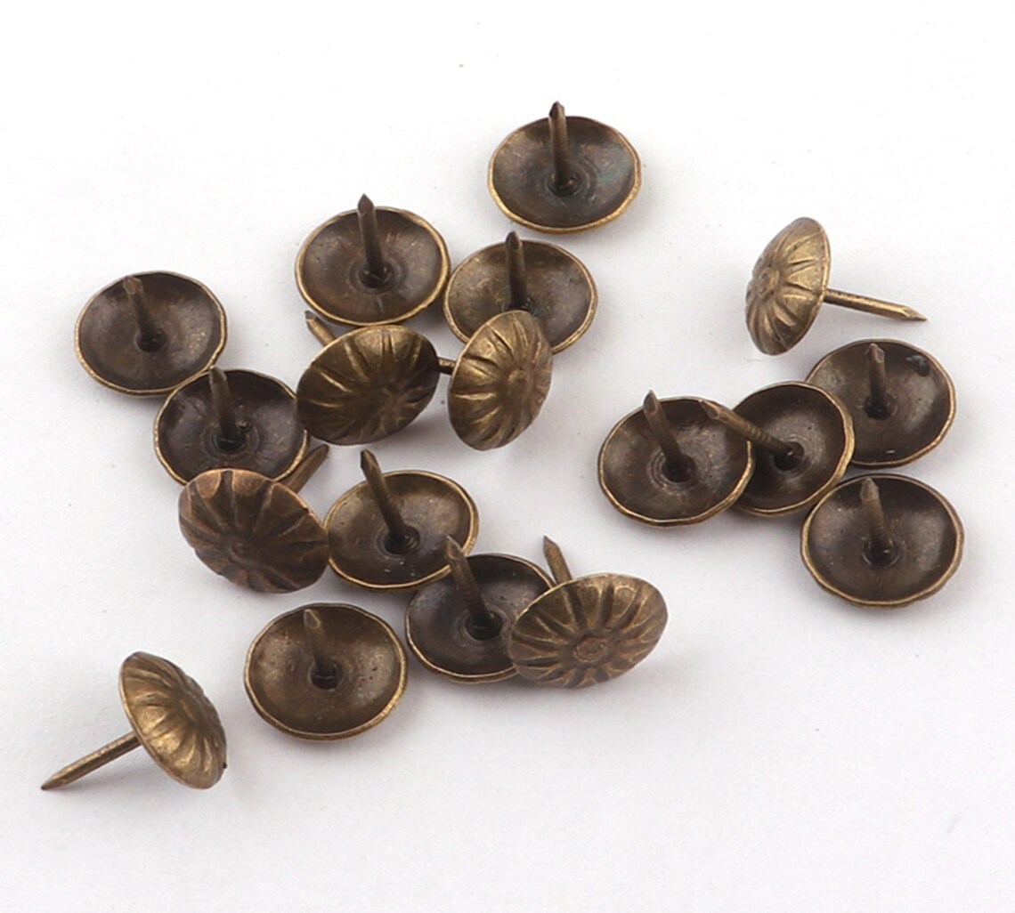 100 Antique Bronze Sofa Nail Push Pins,upholstery Tacks/nails,leather ...